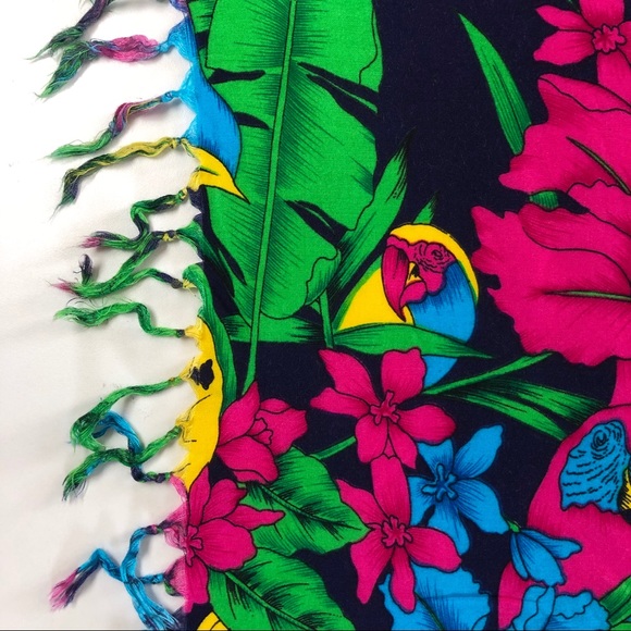 UNO | Accessories | Uno Navy Blue Tropical Print Wrap Or Scarf | Poshmark